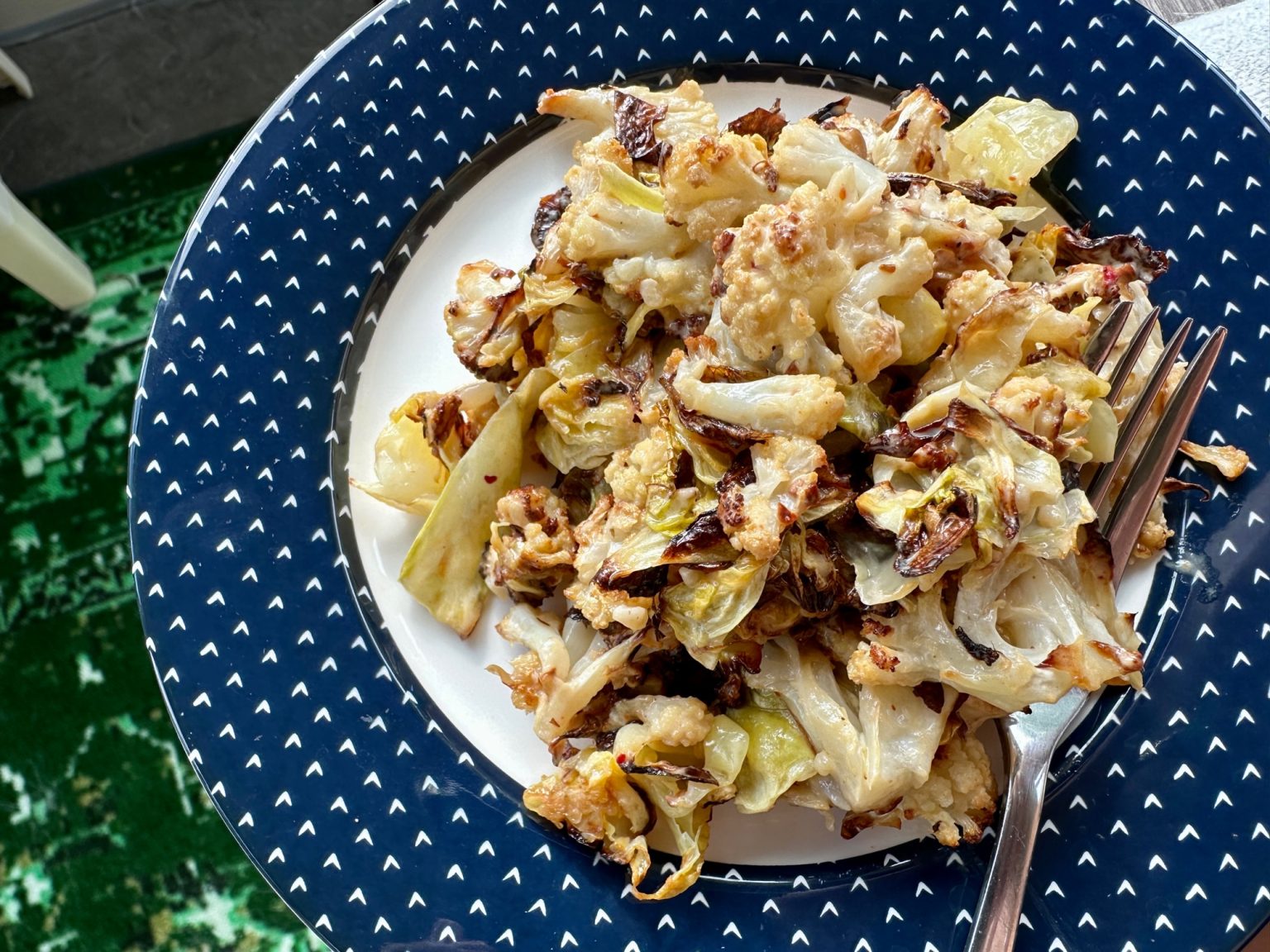 Charred Cabbage & Cauliflower Salad with Tahini Dressing